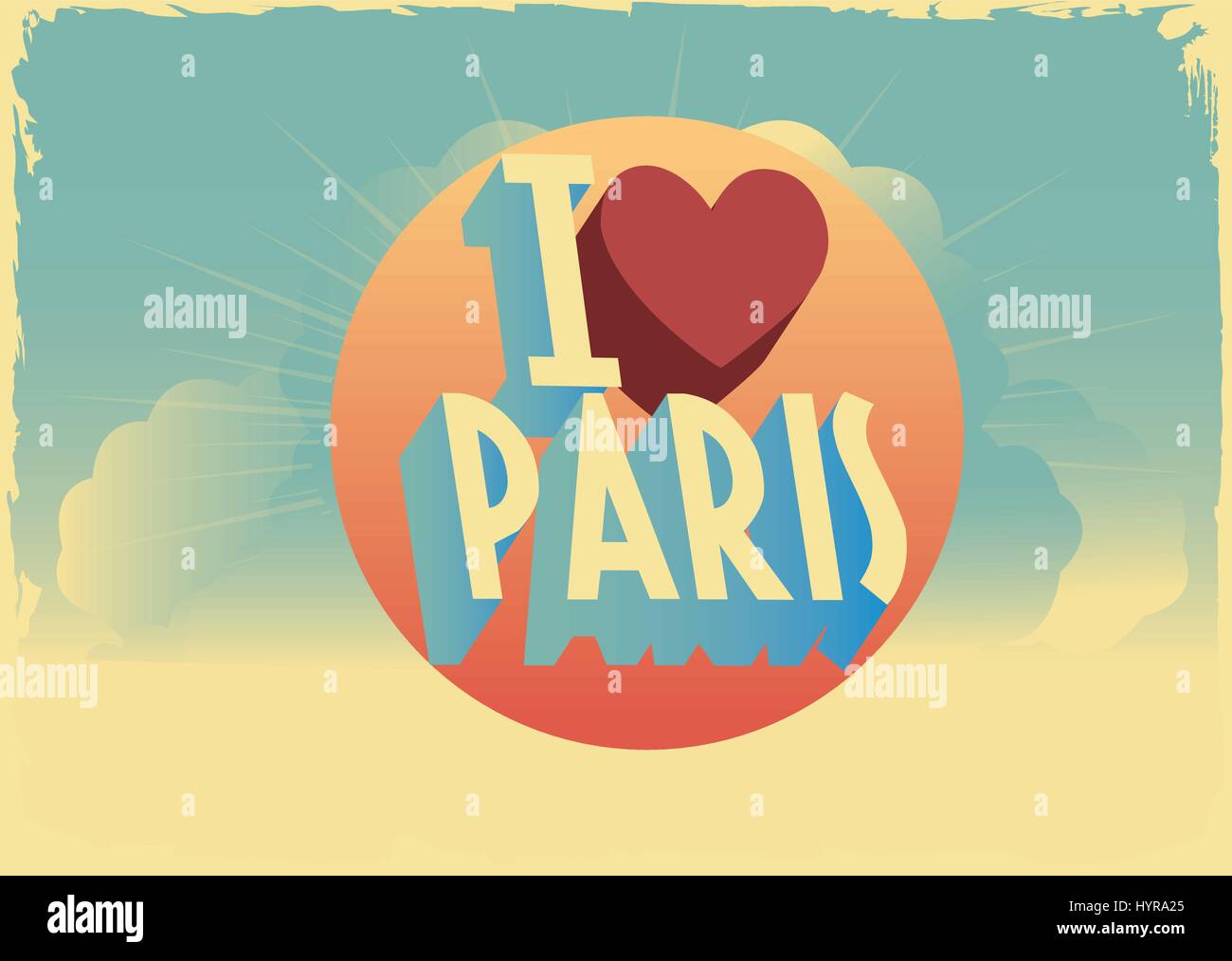 retro style vector "i love" city postcard design Stock Vector Image ...