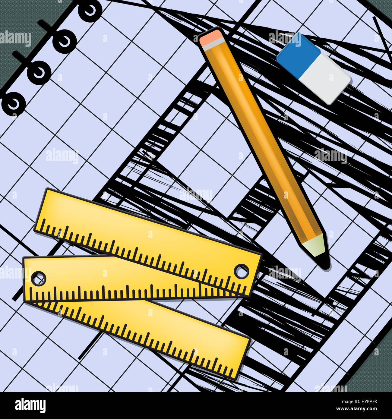 Technical Drawing Shows Design Equipment 3d Illustration Stock Photo ...