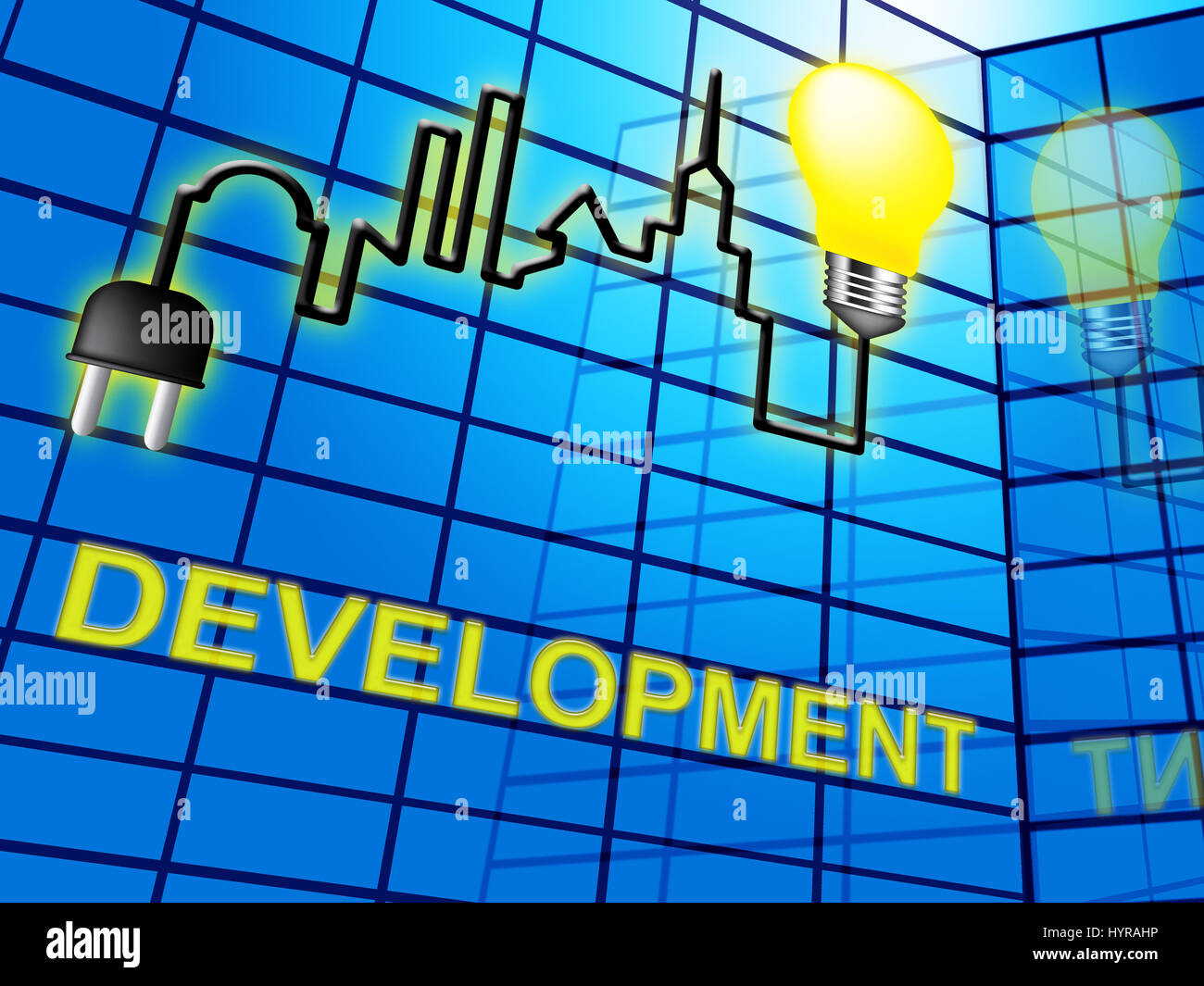 Development Lightbulb Electric Means Growth Progress 3d Illustration ...