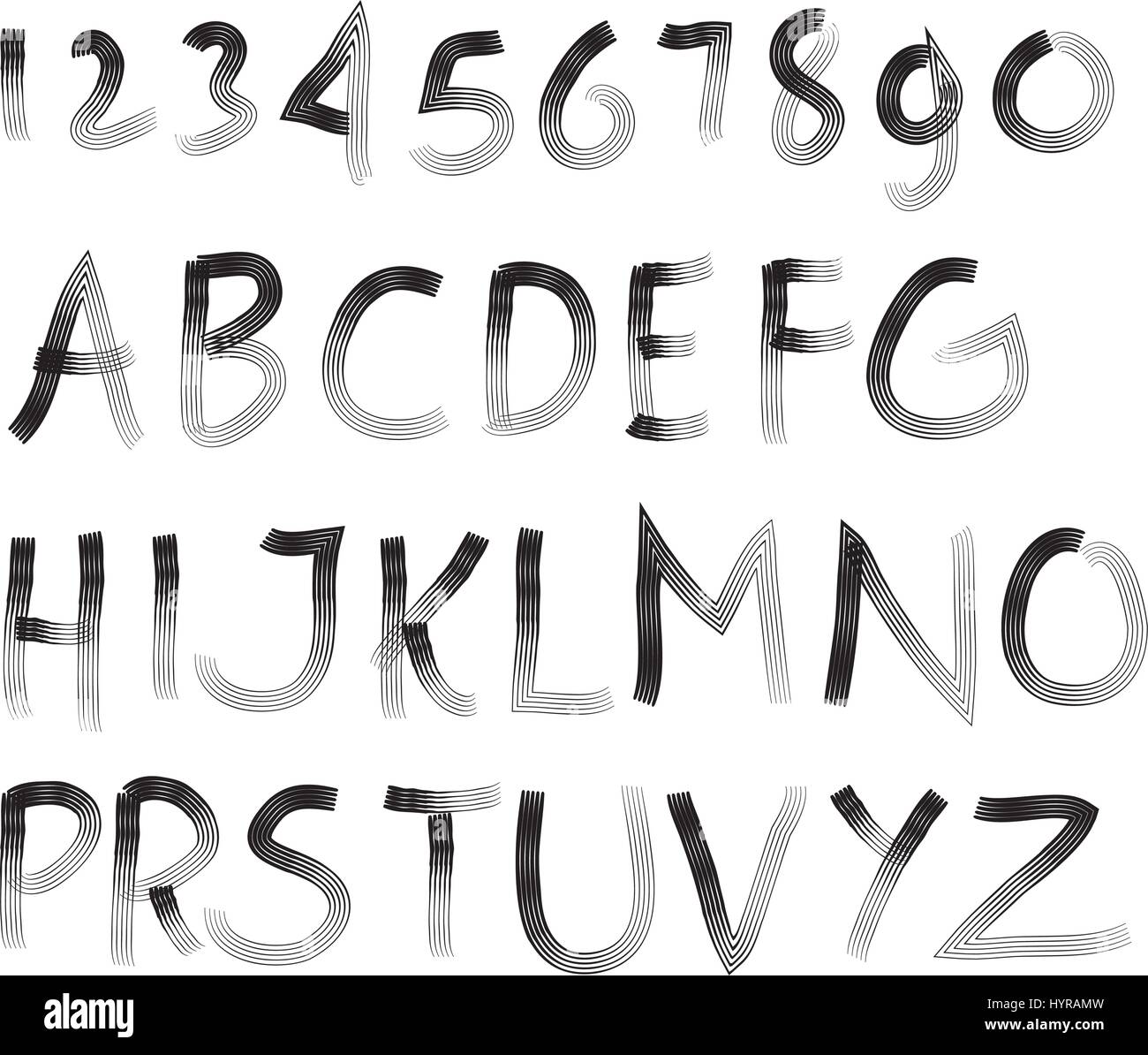 hand drawing freestyle vector brush alphabet set Stock Vector Image ...