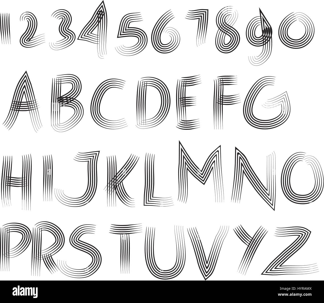 hand drawing freestyle vector brush alphabet set Stock Vector Image ...