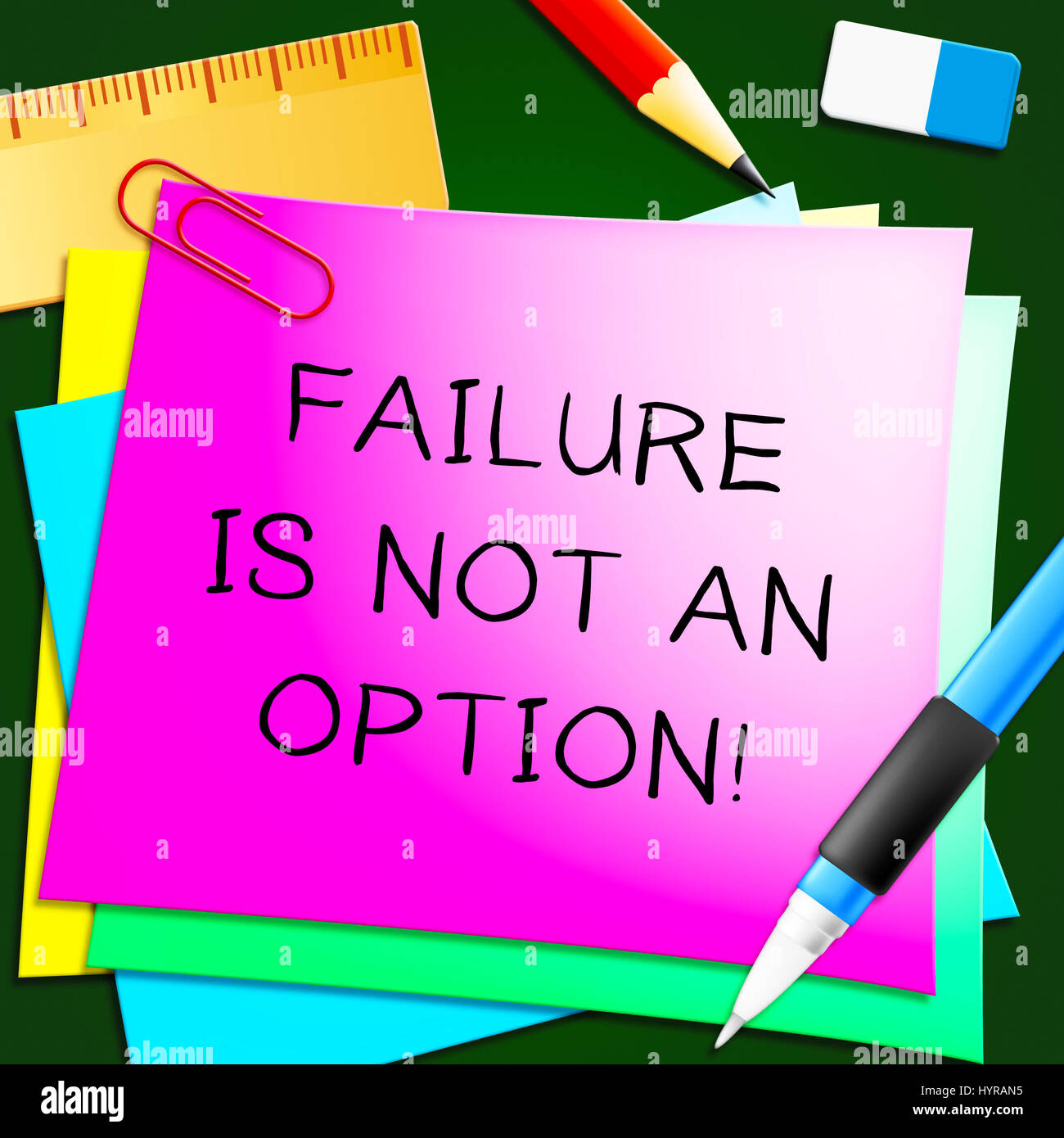 Failure Is Not An Option Note Represents Success 3d Illustration Stock ...