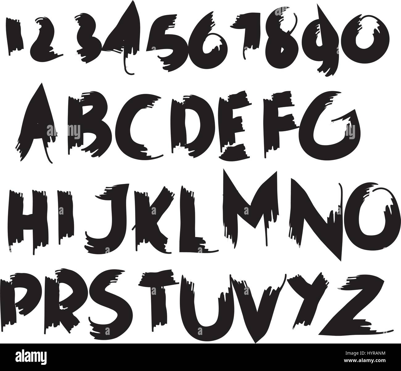 hand drawing freestyle vector brush alphabet set Stock Vector Image ...