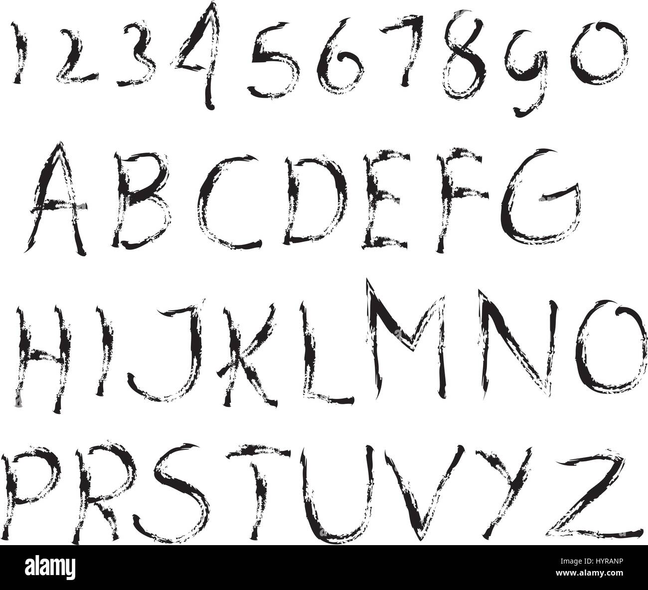 hand drawing freestyle vector brush alphabet set Stock Vector Image ...