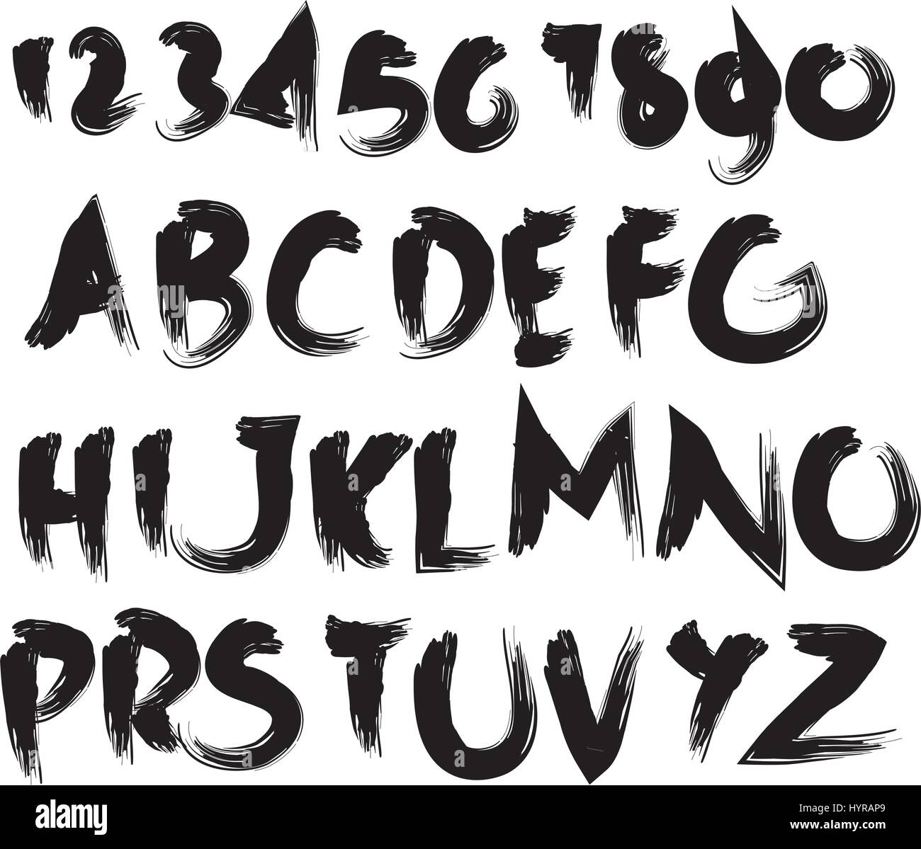 hand drawing freestyle vector brush alphabet set Stock Vector Image ...