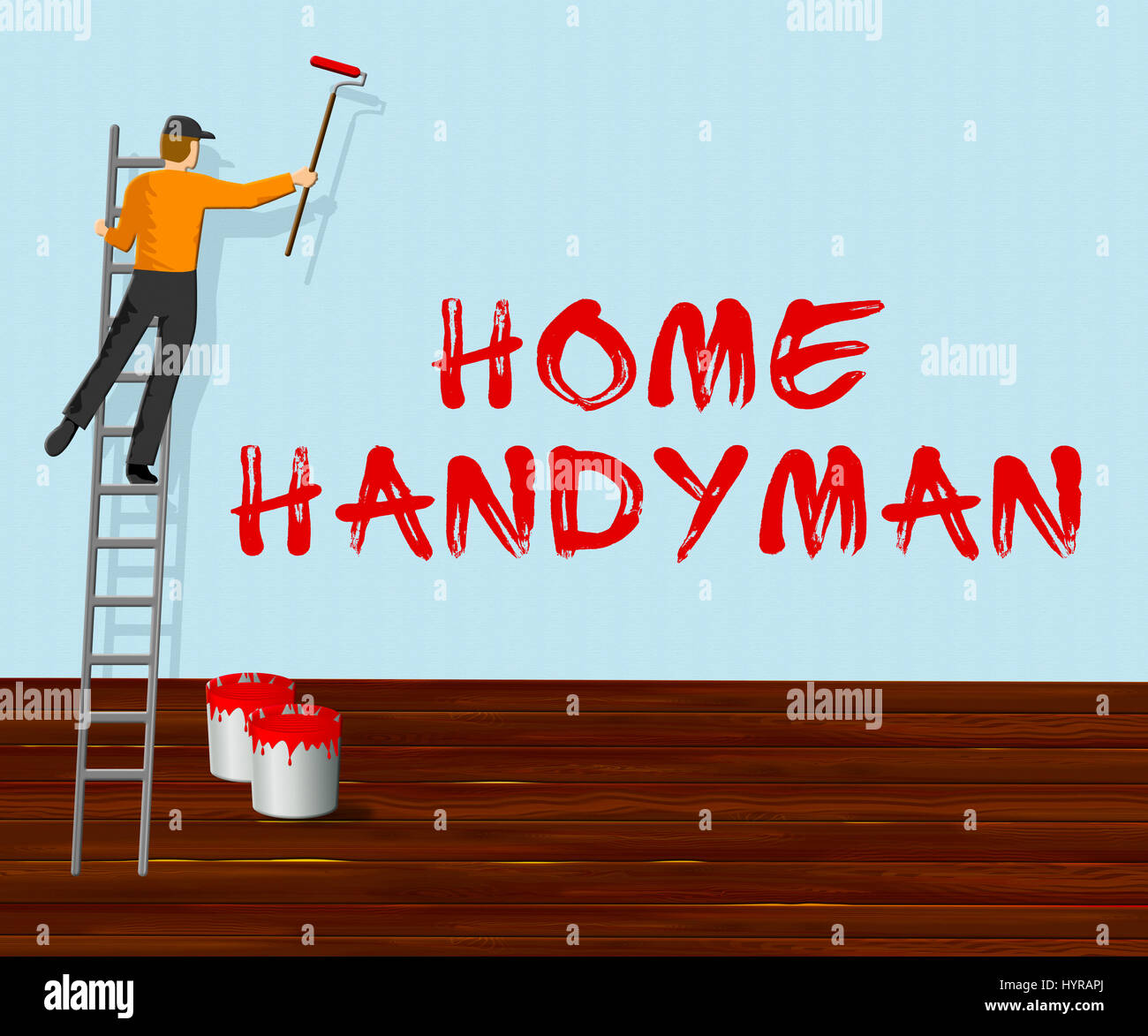 Home Handyman Meaning House Repairman 3d Illustration Stock Photo - Alamy