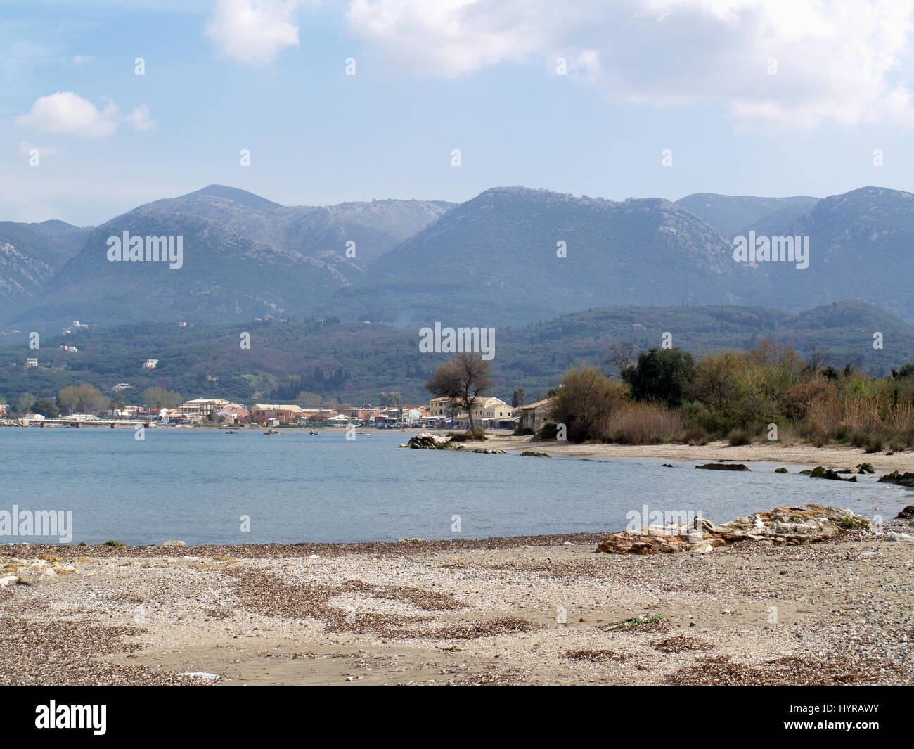 View of St Georges Bay, Corfu, Greece, looking towards Roda Stock Photo ...
