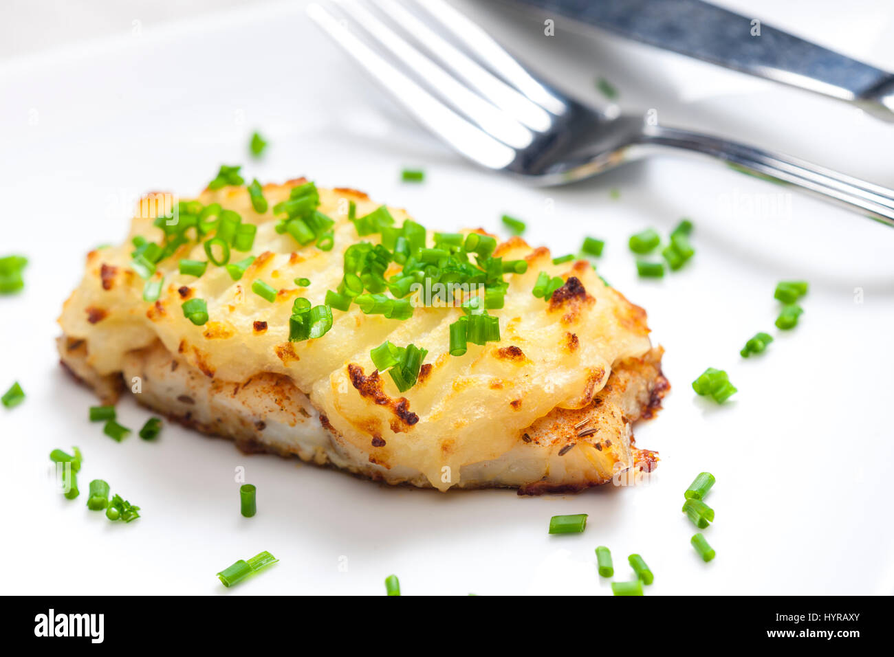 Baked cod mashed potato hi-res stock photography and images - Alamy