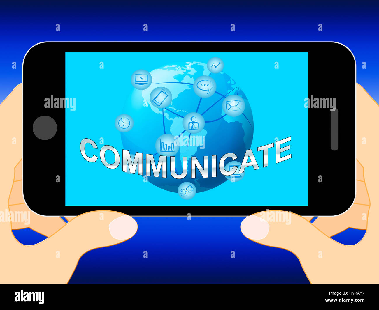 Communicate Mobile Phone Shows Global Communications And Connections 3d ...