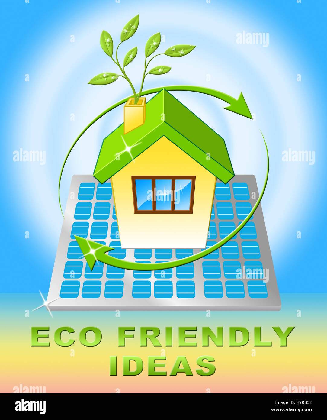Eco Friendly Ideas House Displays Green Concepts 3d Illustration Stock ...