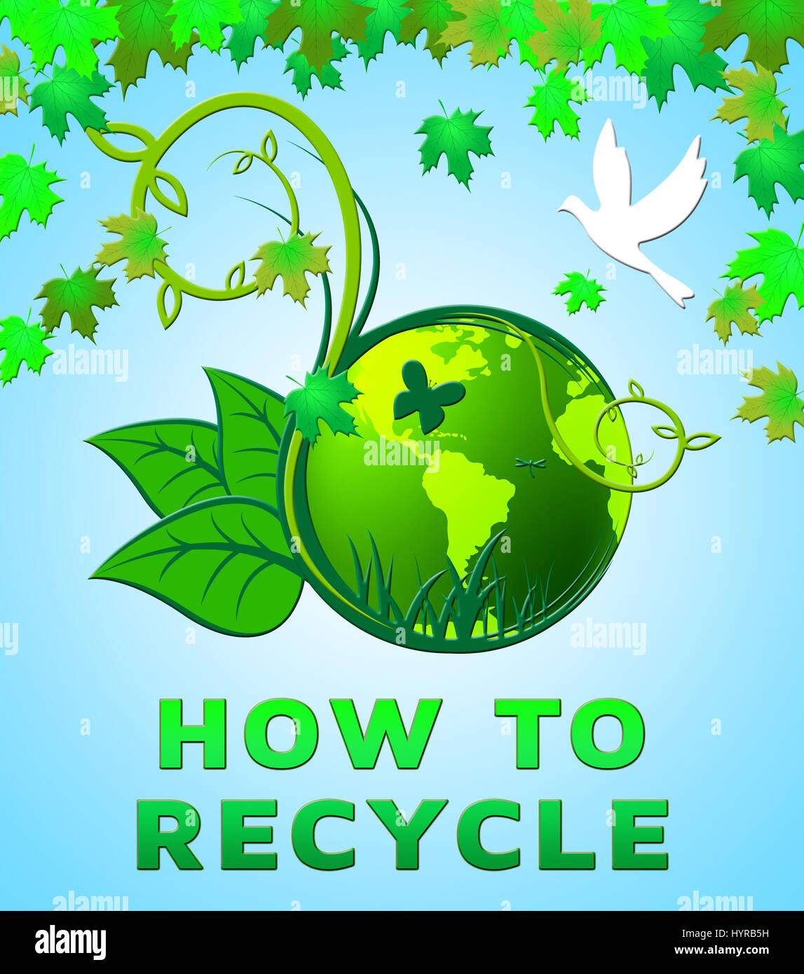 How to Recycle Showing Recycling Tips 3d Illustration Stock Photo - Alamy