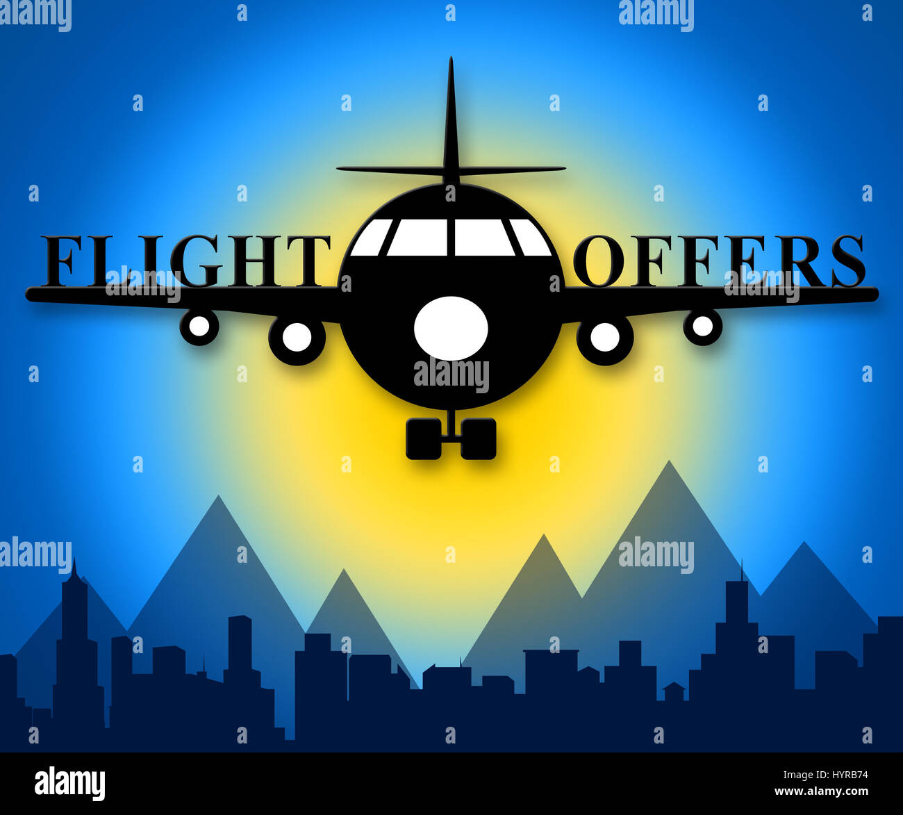 Flight Offers Plane Meaning Airline Sale 3d Illustration Stock Photo ...