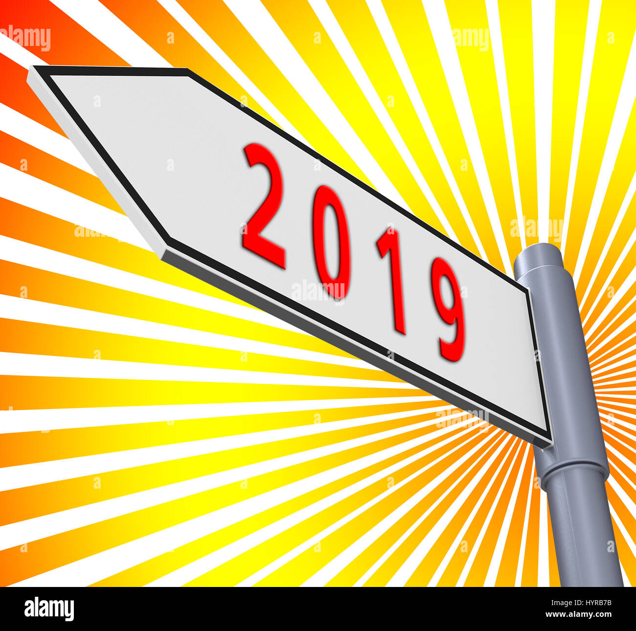 Twenty Nineteen Meaning 2019 Road Sign New Year 3d Illustration Stock ...