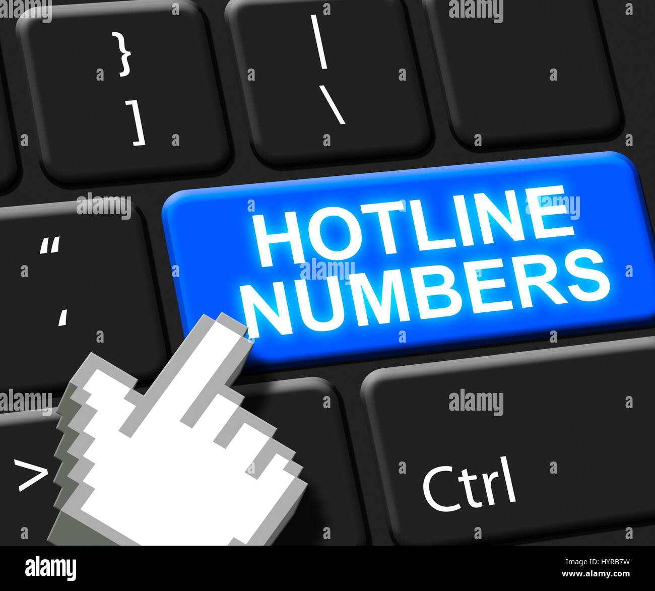 Hotline Numbers Key Showing Online Help 3d Illustration Stock Photo - Alamy