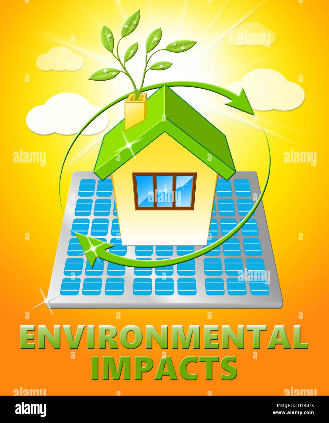Environmental Impacts House Displays Ecology Effect 3d Illustration ...
