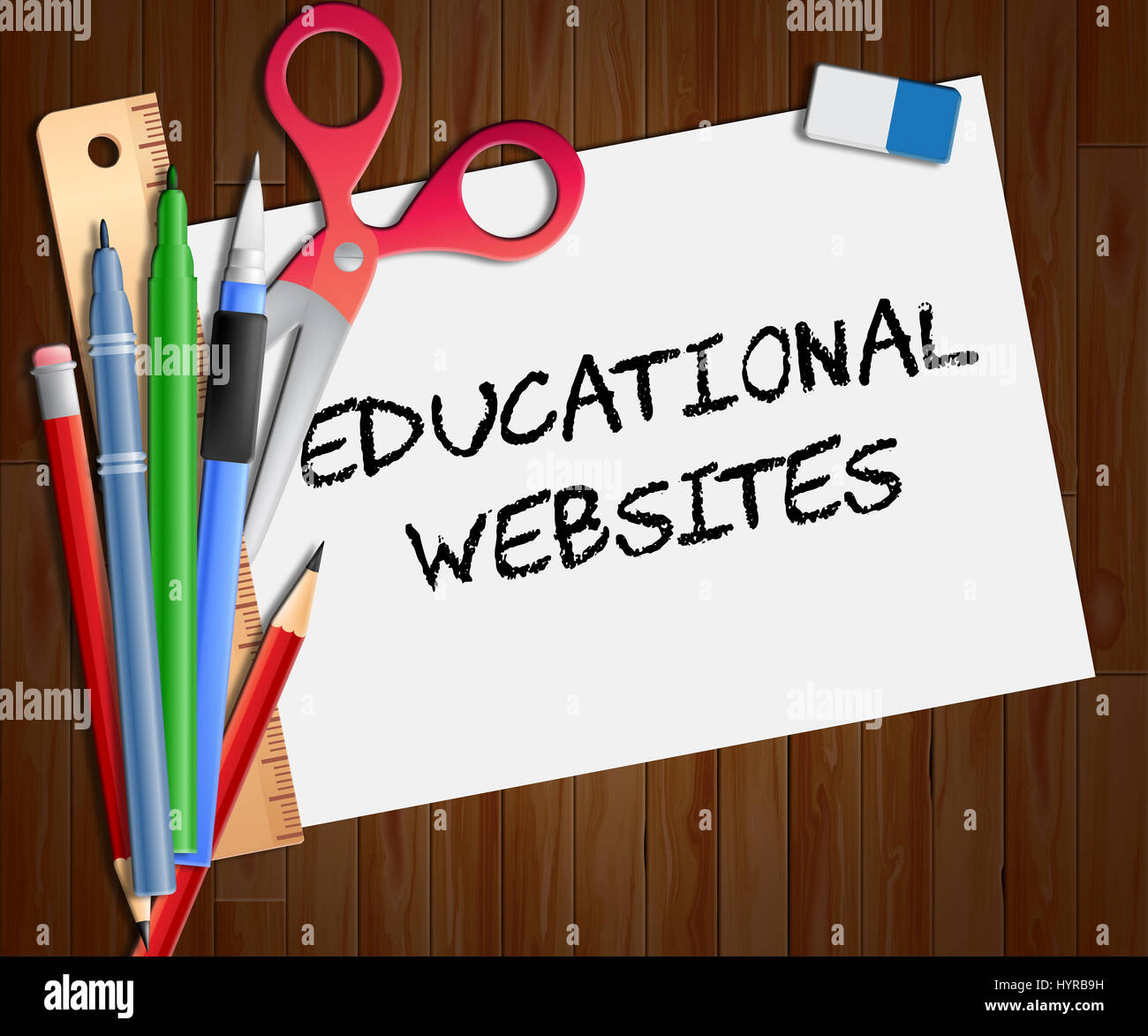 Educational Websites Paper Showing Learning Sites 3d Illustration Stock ...