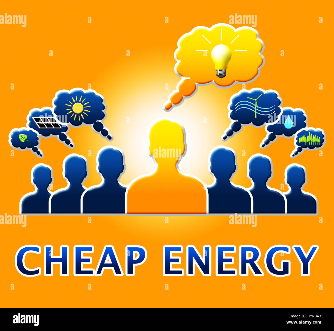 Cheap Energy People Showing Electric Power 3d Illustration Stock Photo ...