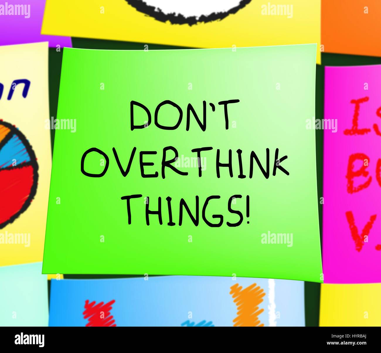 Don't Overthink Things Note Displays Too Much 3d Illustration Stock ...