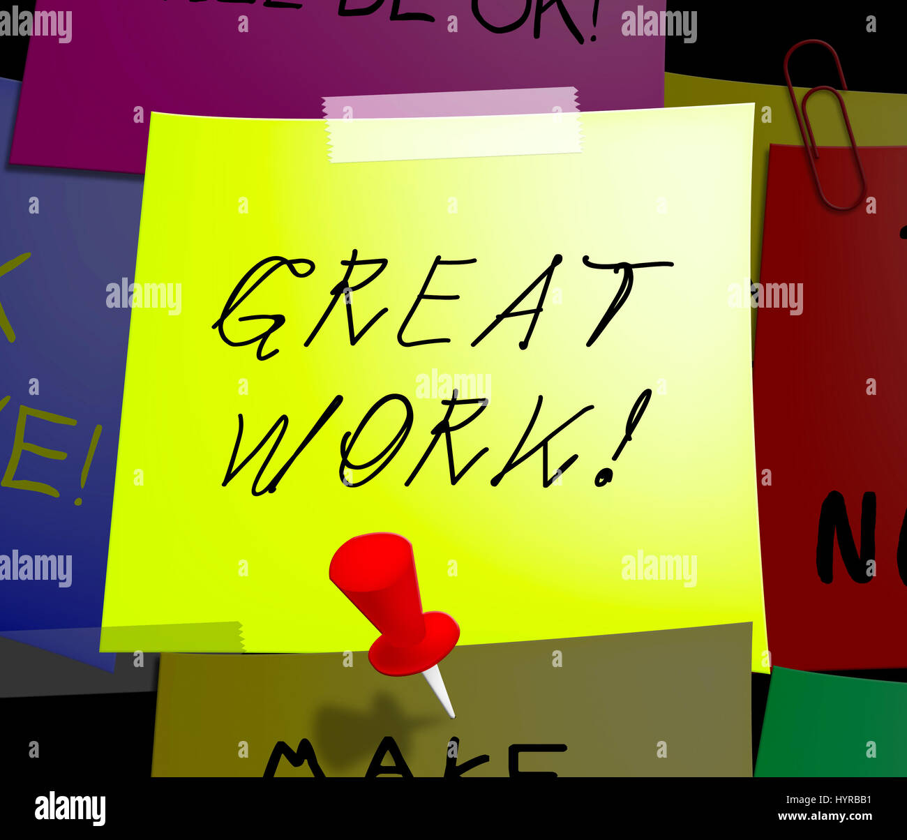 Great Work Note Displays Awesome Job 3d Illustration Stock Photo - Alamy
