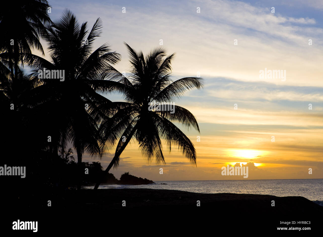 sunset over Caribbean Sea, Turtle Beach, Tobago Stock Photo - Alamy