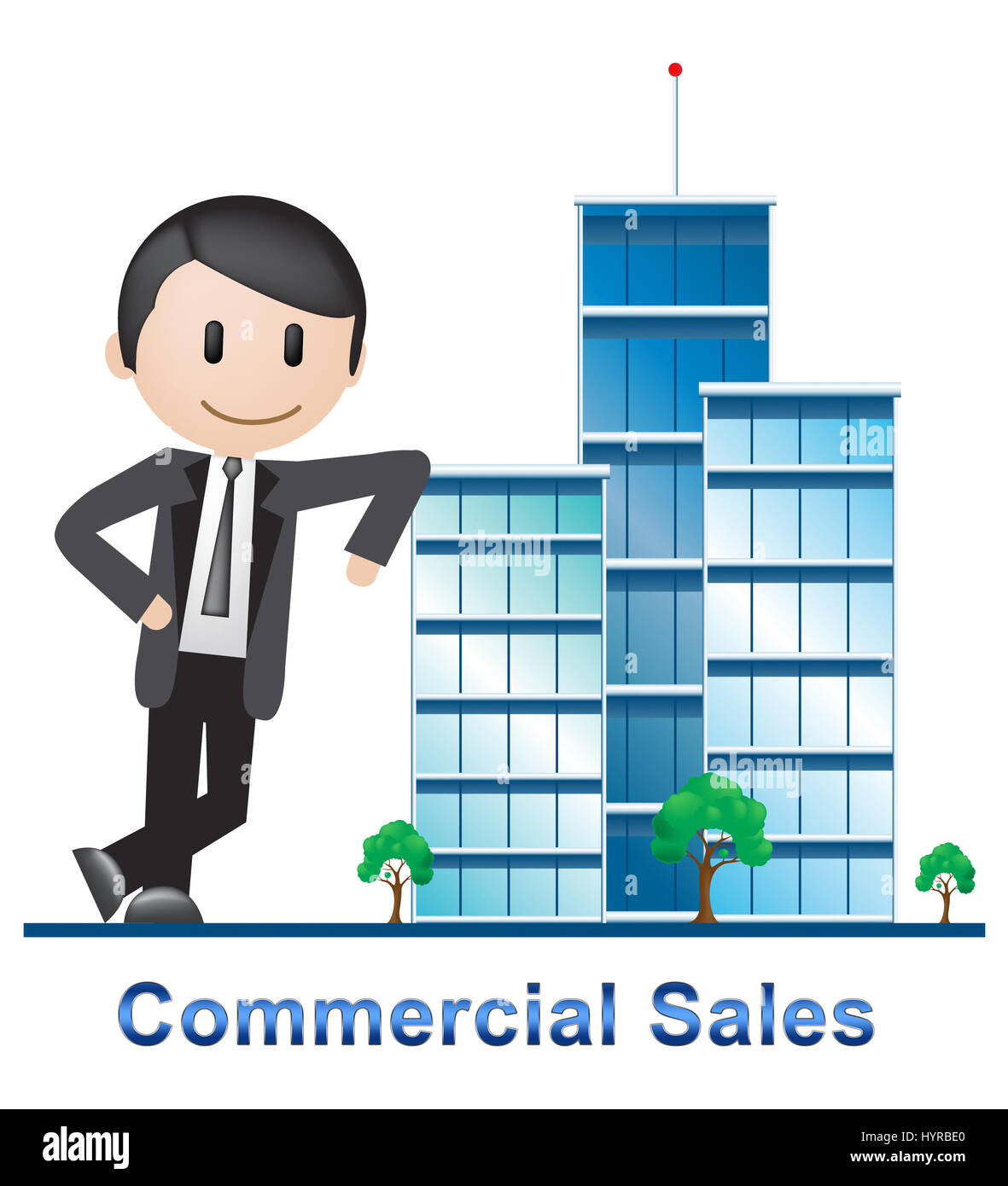 Commercial Sales Buildings Describes Real Estate 3d Illustration Stock ...
