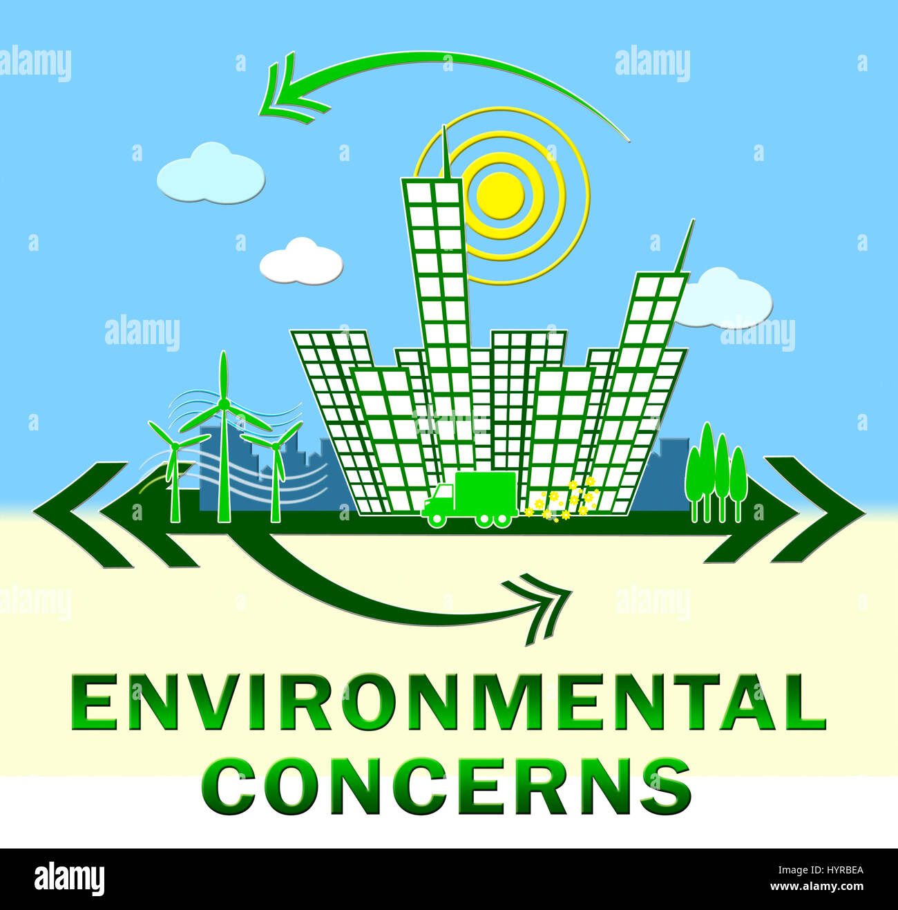 Environment Concerns Town Shows Nature 3d Illustration Stock Photo - Alamy