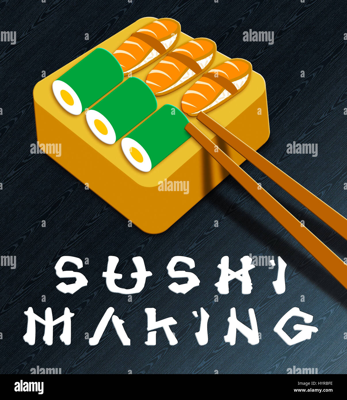 Sushi Making Assortment Shows Japan Cuisine 3d Illustration Stock Photo ...