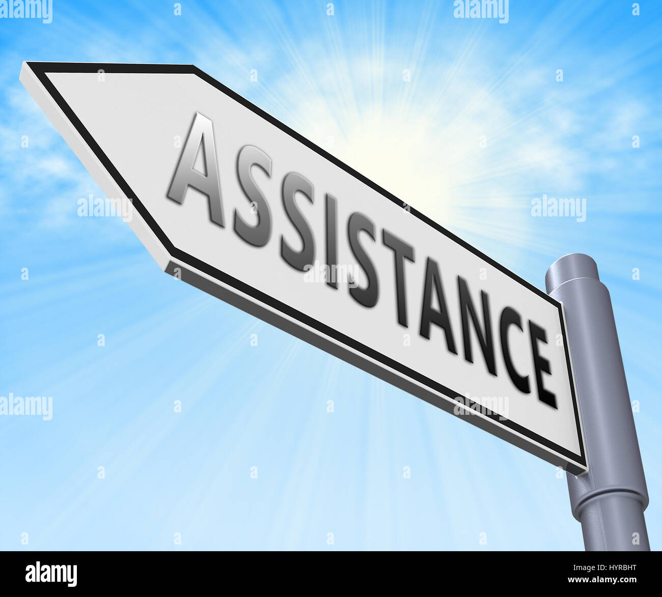 Assistance Road Sign Displaying Assisting Customers 3d Illustration ...
