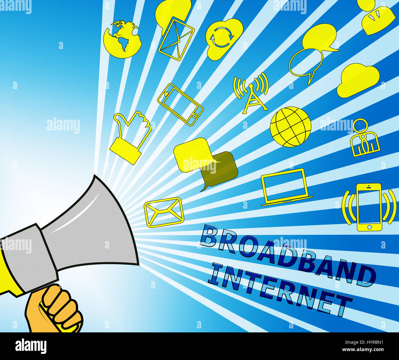 Broadband Internet Icons Representing Fast Speed 3d Illustration Stock ...