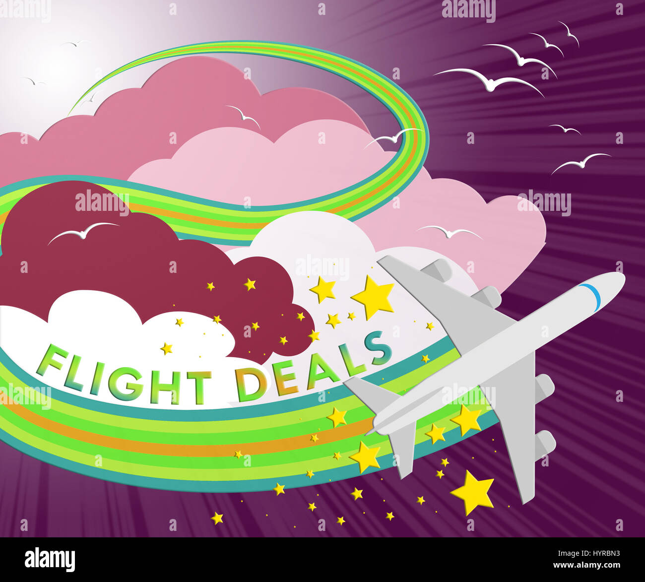Flight Deals Plane Means Airplane Sale 3d Illustration Stock Photo - Alamy