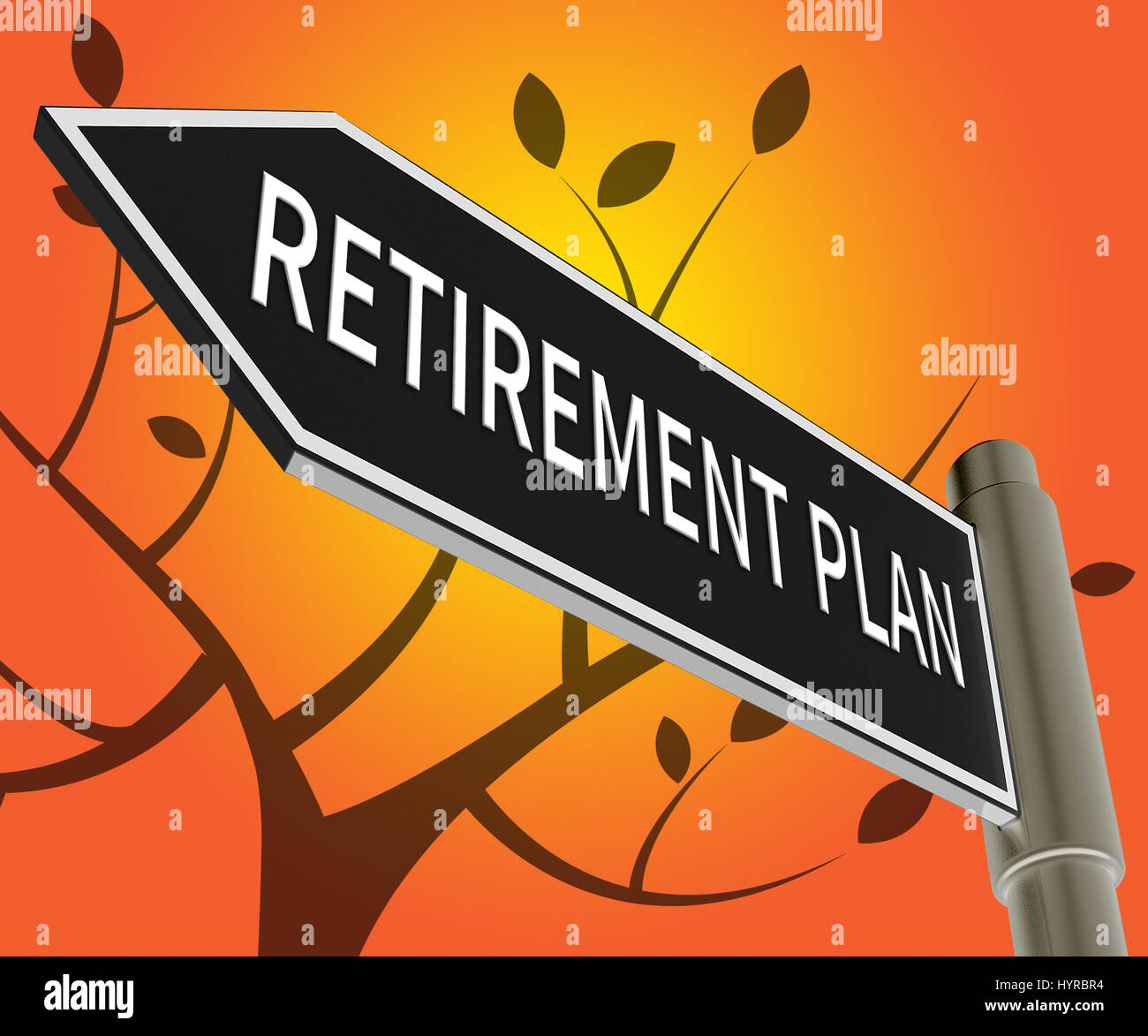 Retirement Plan Road Sign Representing Elderly Pension 3d Illustration ...