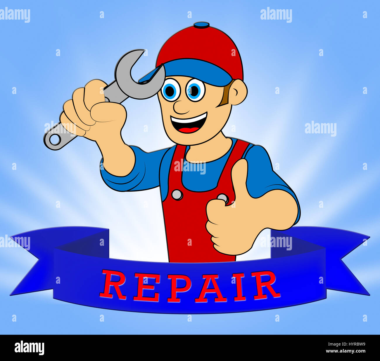 House Repair Man Displays Fix House 3d Illustration Stock Photo - Alamy