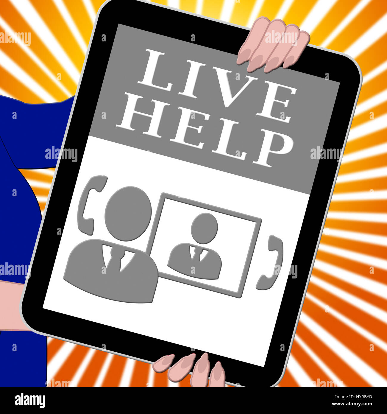 Live Help Tablet Showing Immediate Help 3d Illustration Stock Photo - Alamy