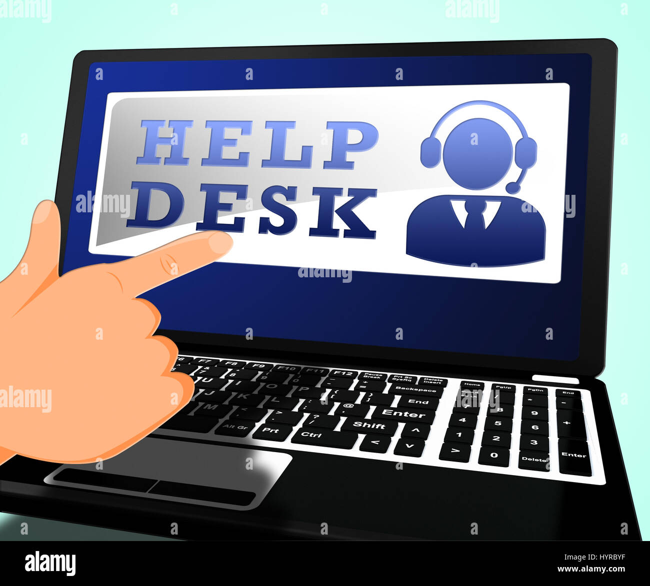 Help Desk Laptop Shows Faq Advice 3d Illustration Stock Photo - Alamy