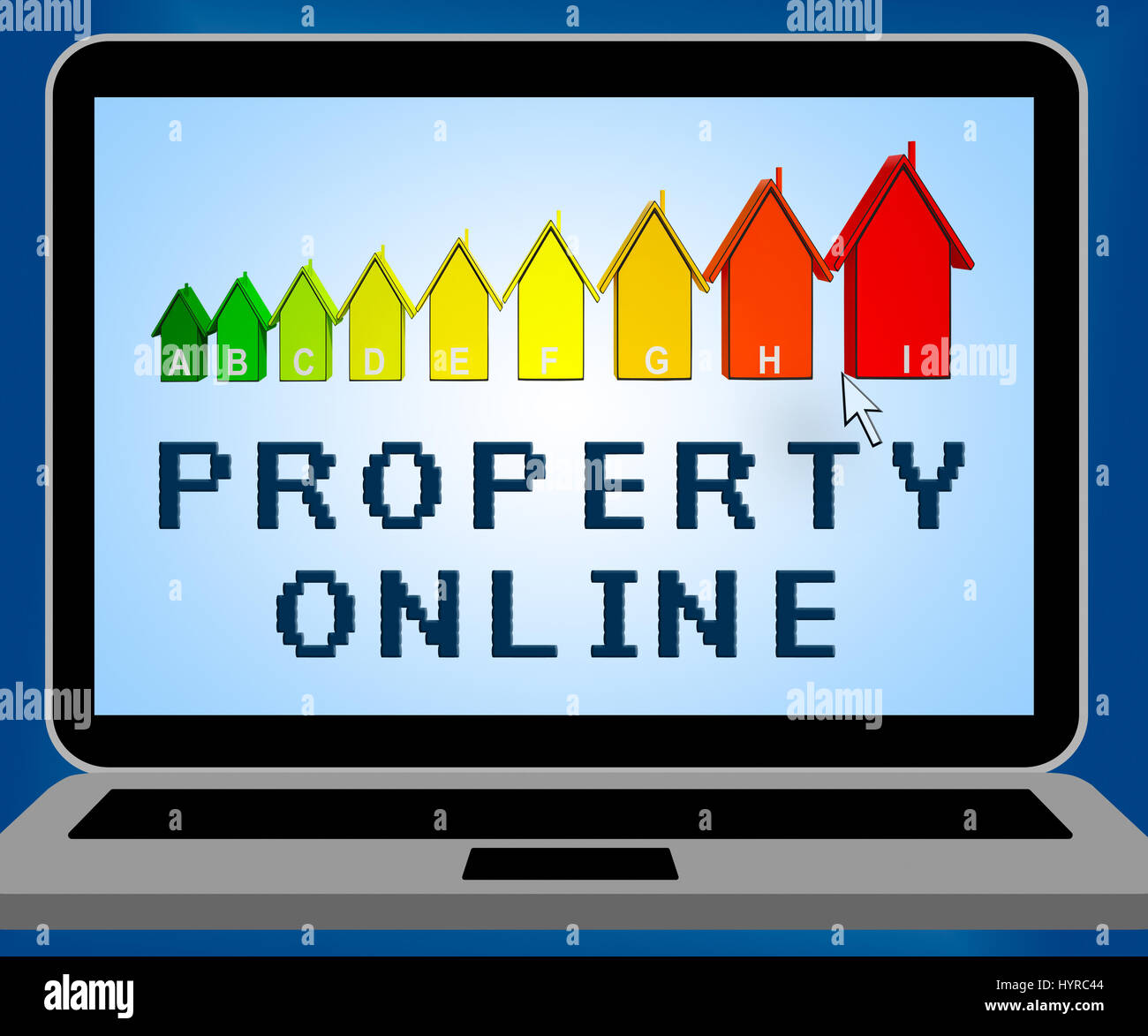 Property Online Laptop Representing Real Estate 3d Illustration Stock ...
