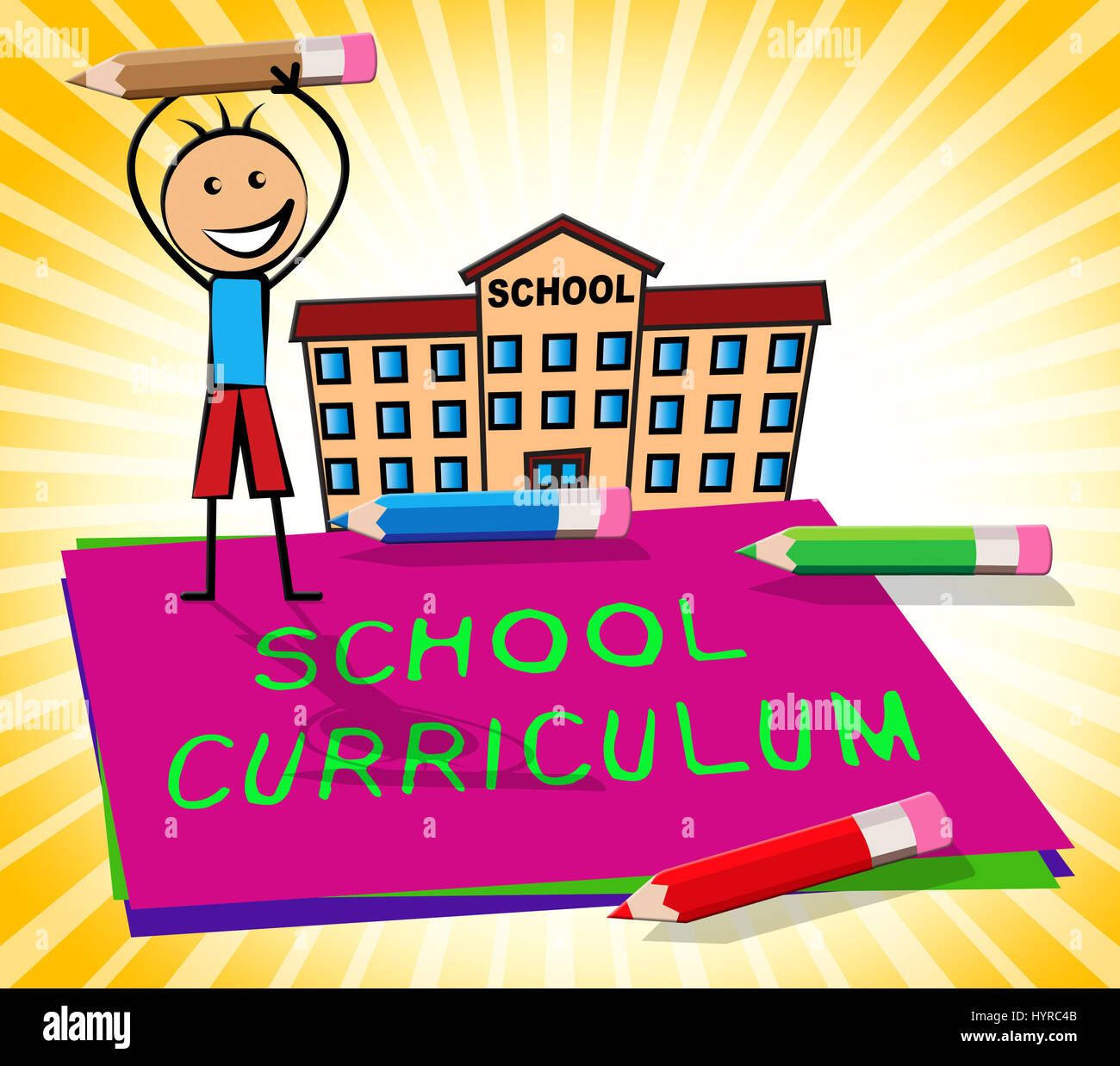 School Curriculum Paper Displays Education Courses 3d Illustration ...