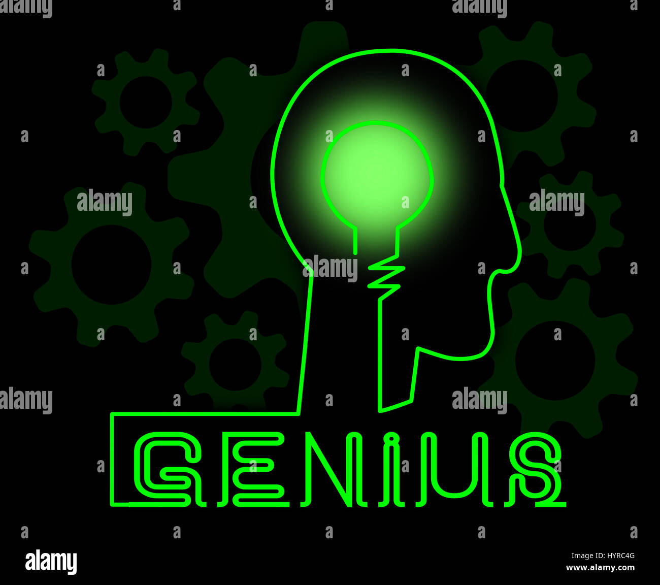 Genius Brain Means Specialist Solve And Guru Stock Photo - Alamy