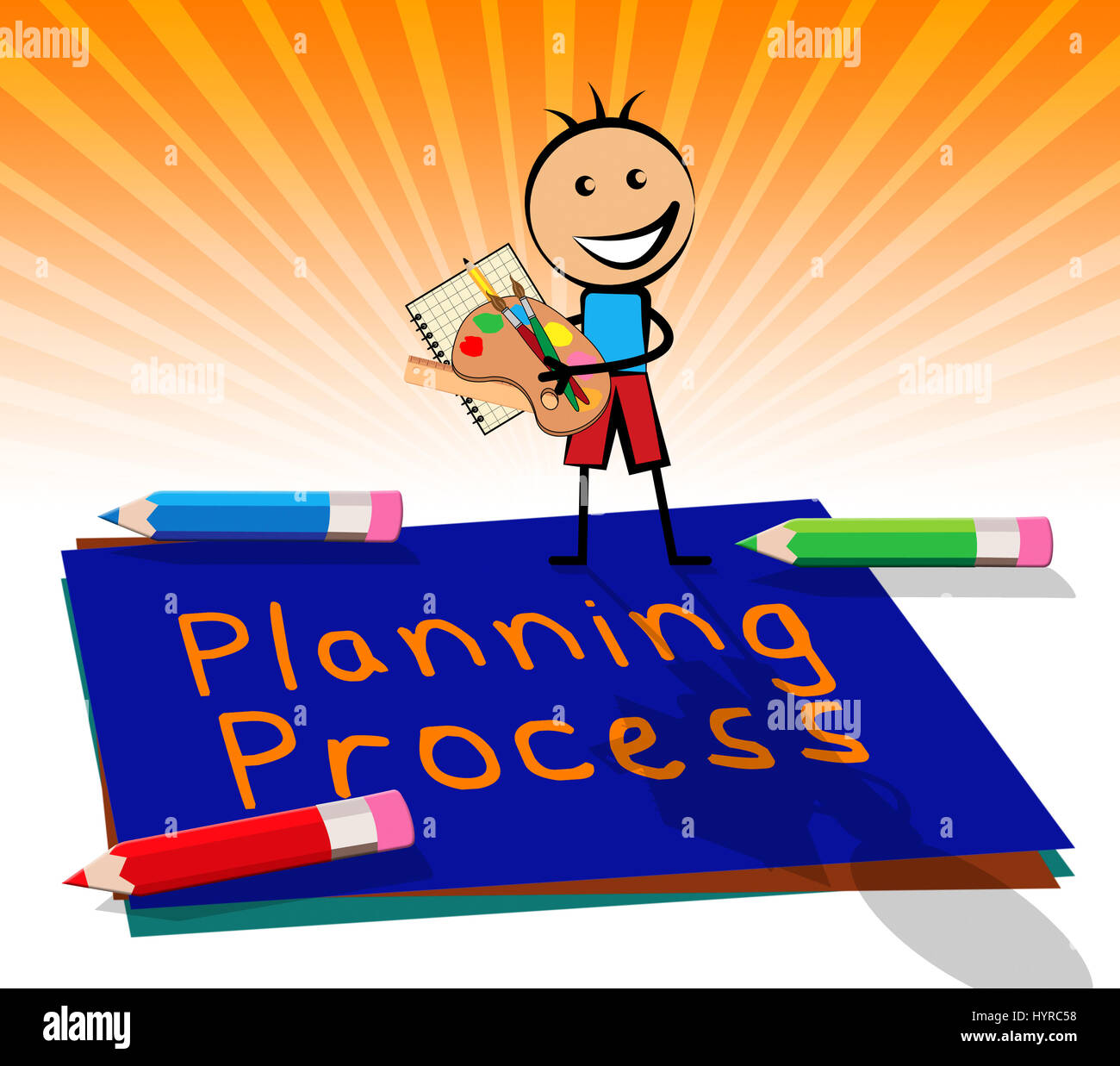 Planning Process Paper Displays Plan Method 3d Illustration Stock Photo ...