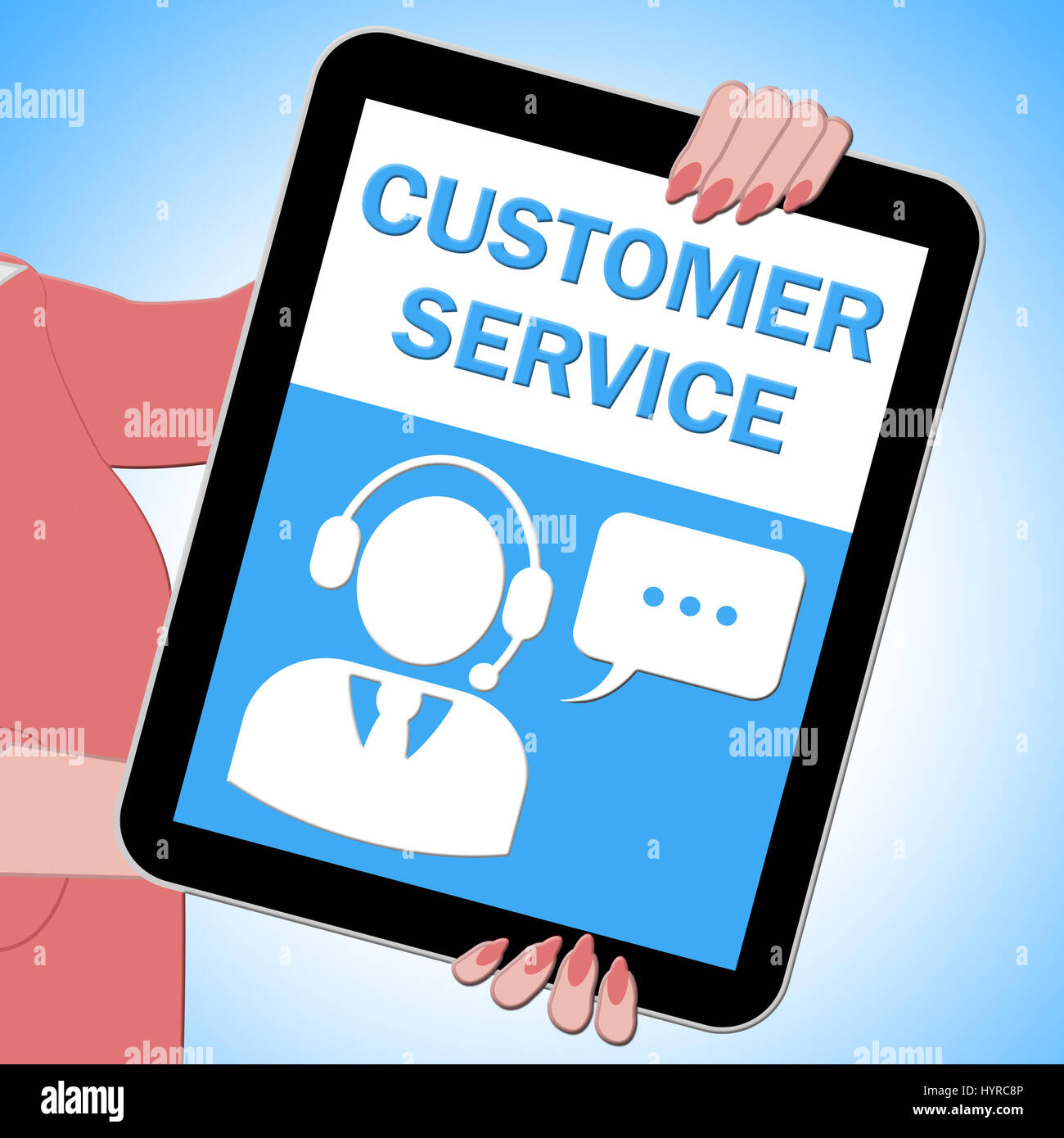 Customer Service Tablet Showing Support 3d Illustration Stock Photo - Alamy