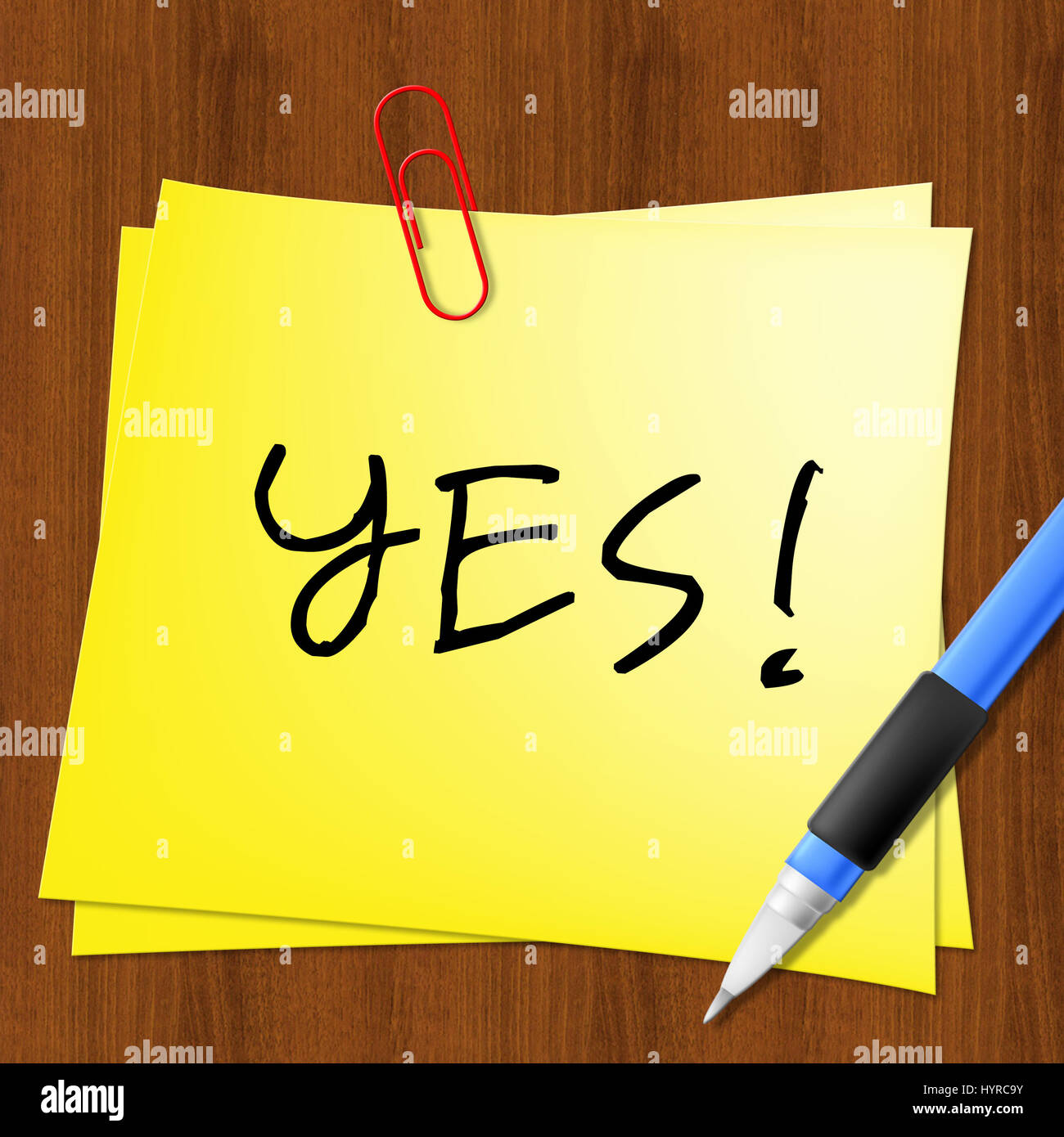 Yes Note Shows Optimist Mindset 3d Illustration Stock Photo - Alamy