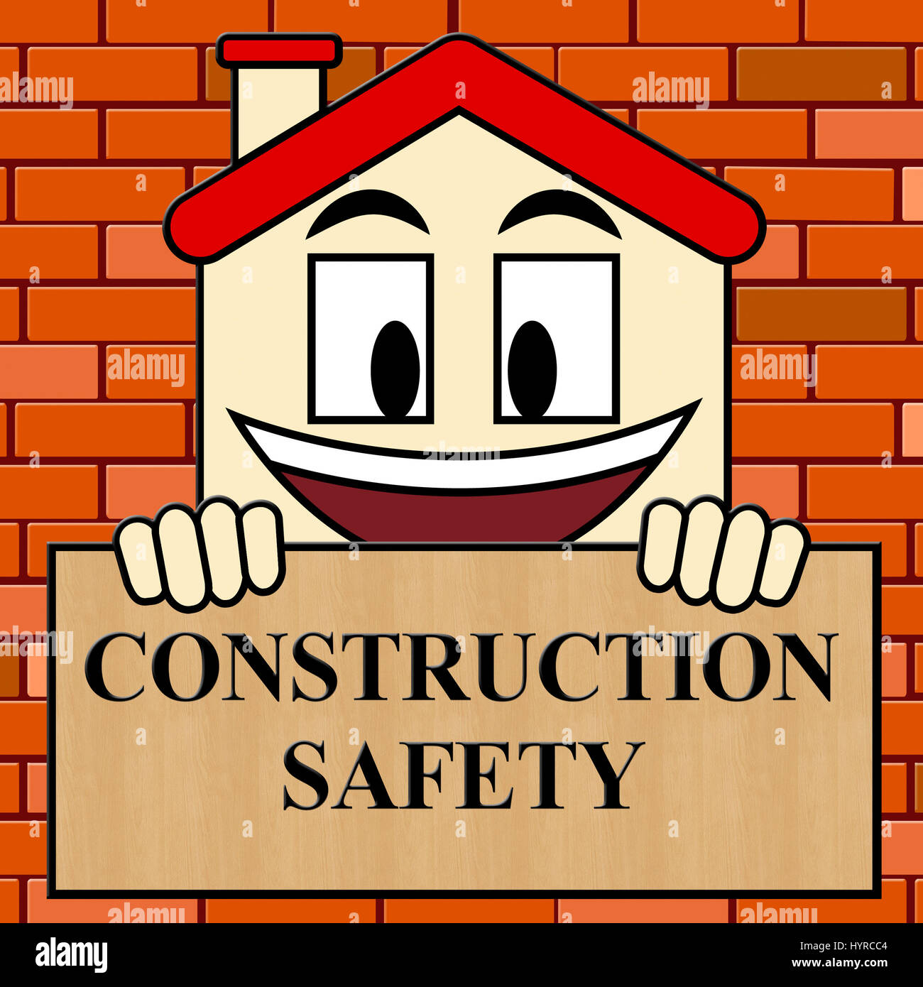 Construction Safety Showing Building Caution 3d Illustration Stock ...