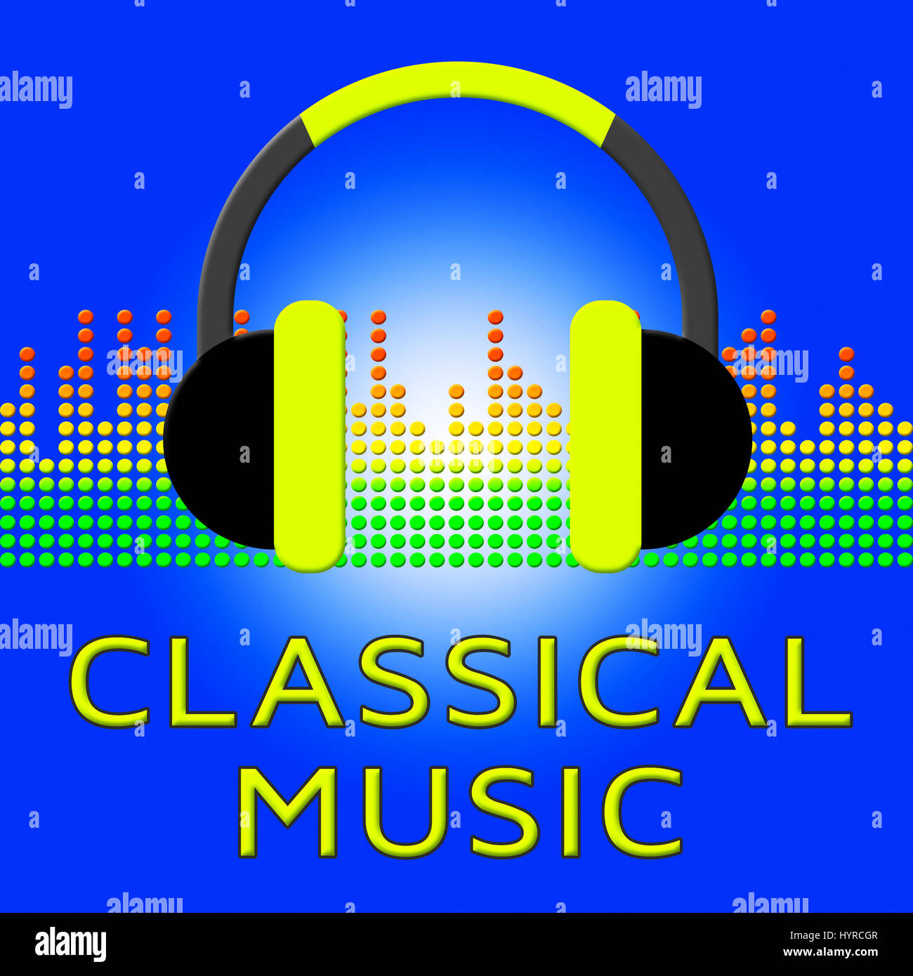Classical Music Earphones Shows Symphonic Soundtracks 3d Illustration ...