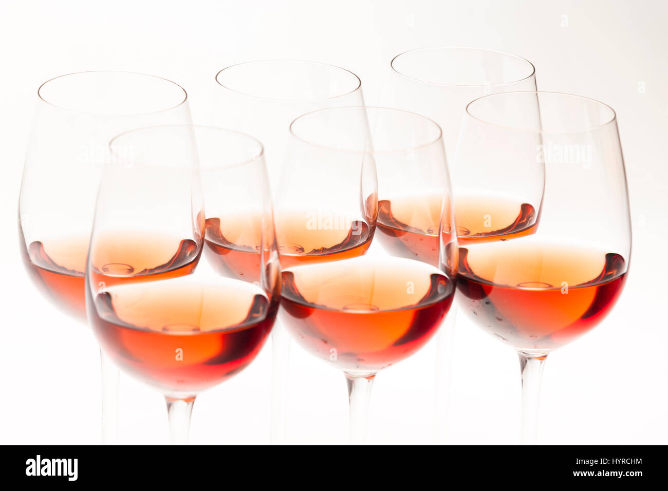 wine glasses with rose wine Stock Photo - Alamy
