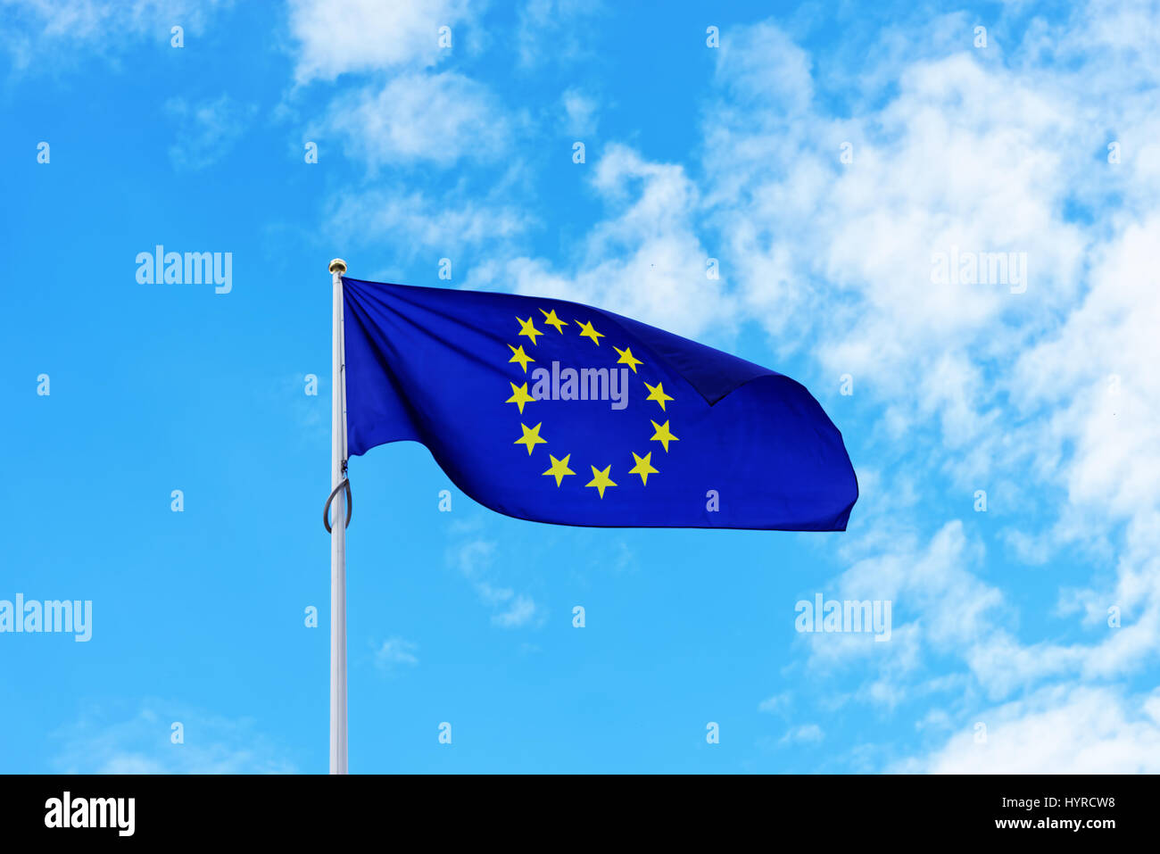 EU flag waving in the wind Stock Photo - Alamy