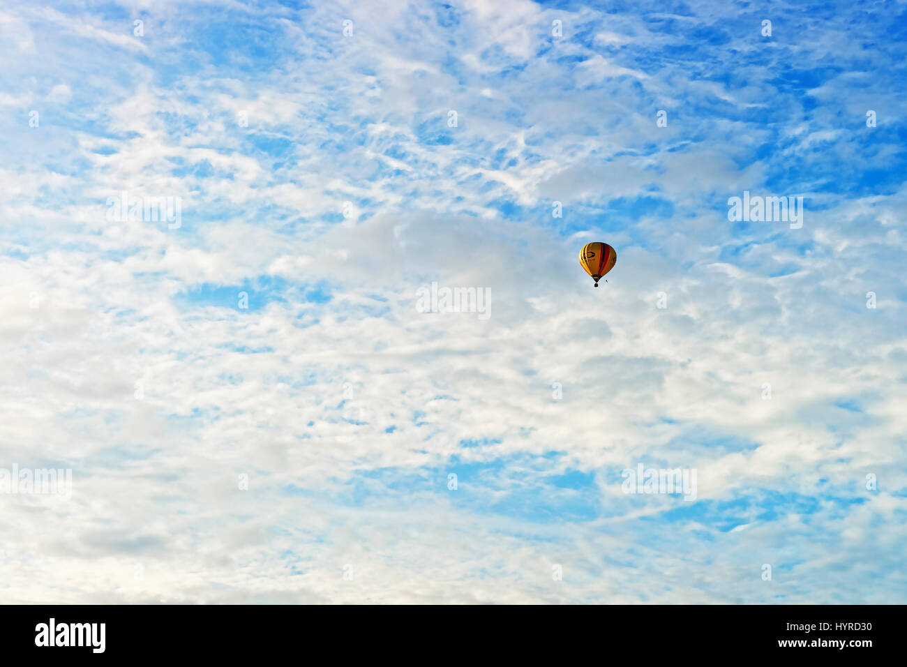Vilnius, Lithuania - September 3, 2015: Colorful hot air balloon flies ...