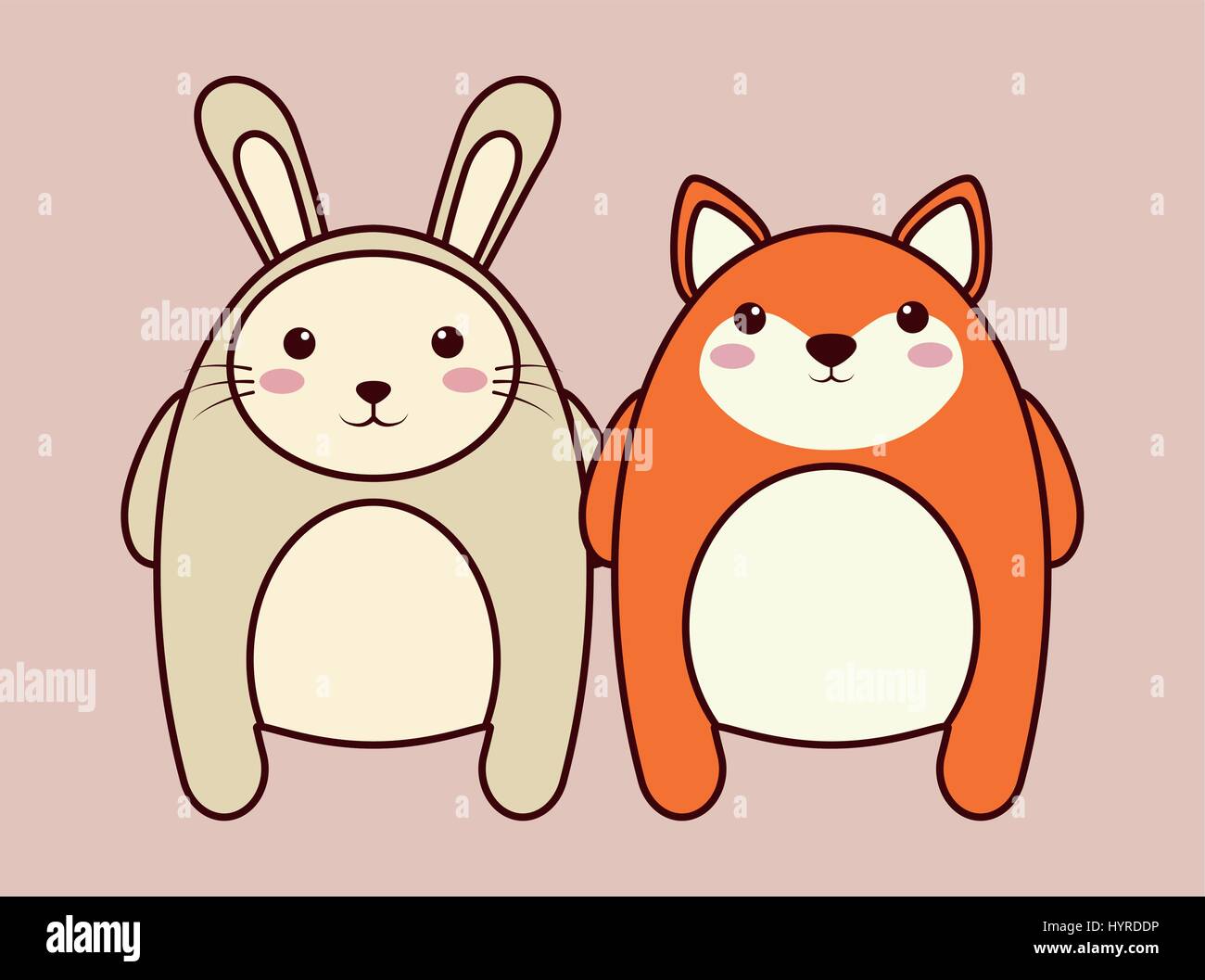 kawaii mouse and fox icon . colorful design. vector illustration Stock ...