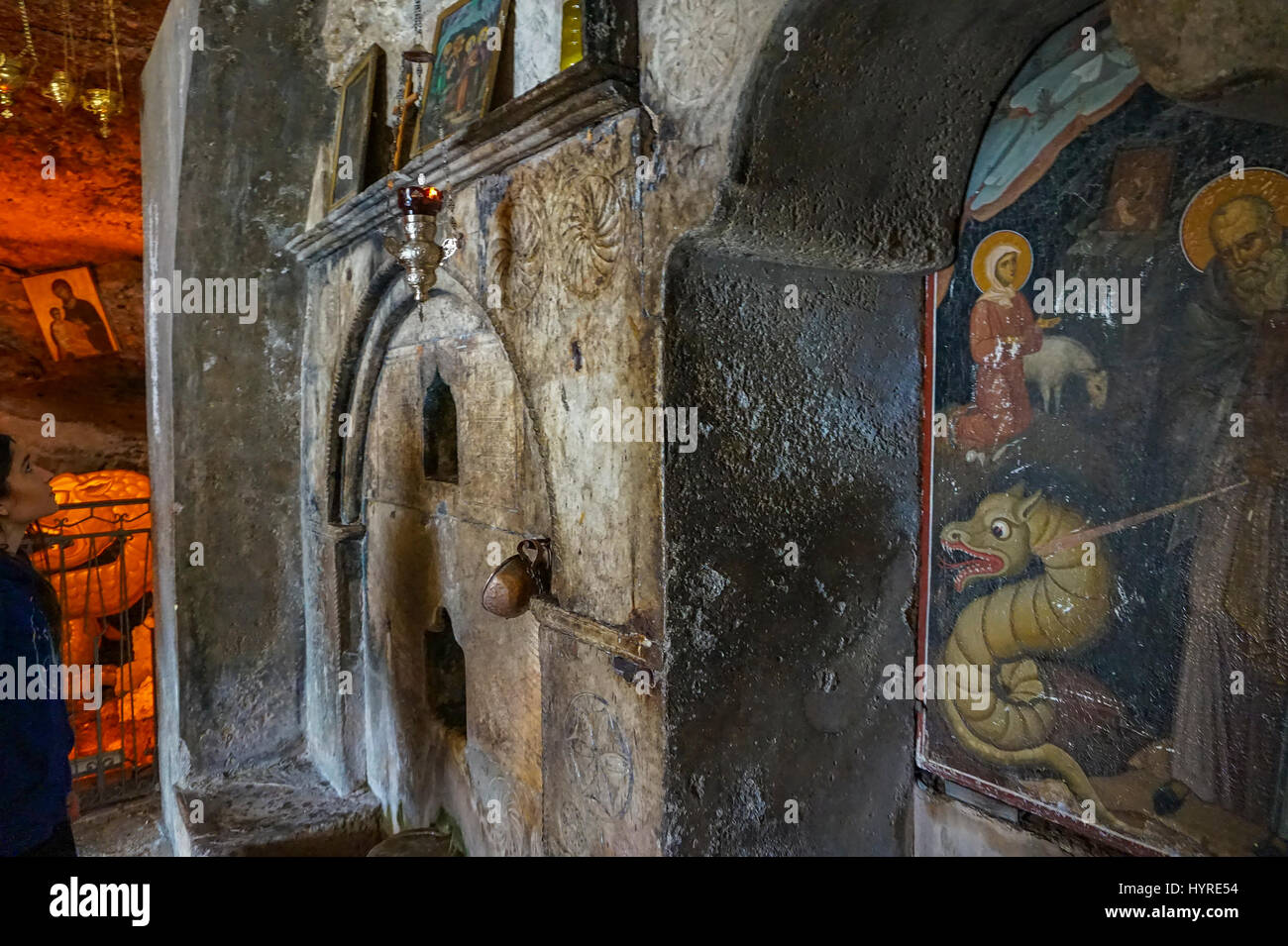 Interior of the Holy Monastery of Mega Spileo located near Kalavryta ...