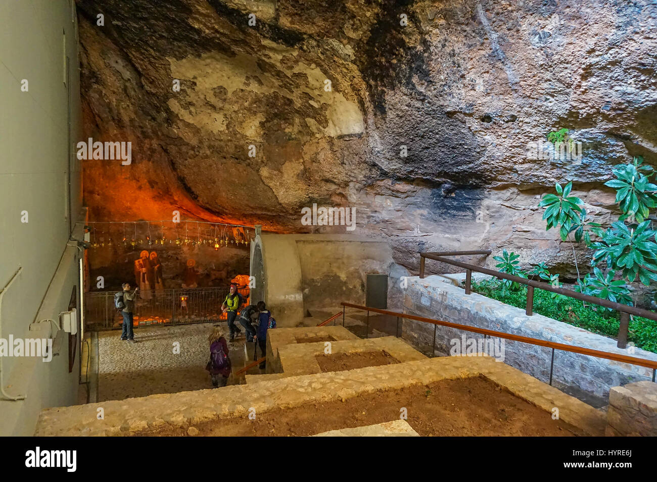 Interior of the Holy Monastery of Mega Spileo located near Kalavryta ...