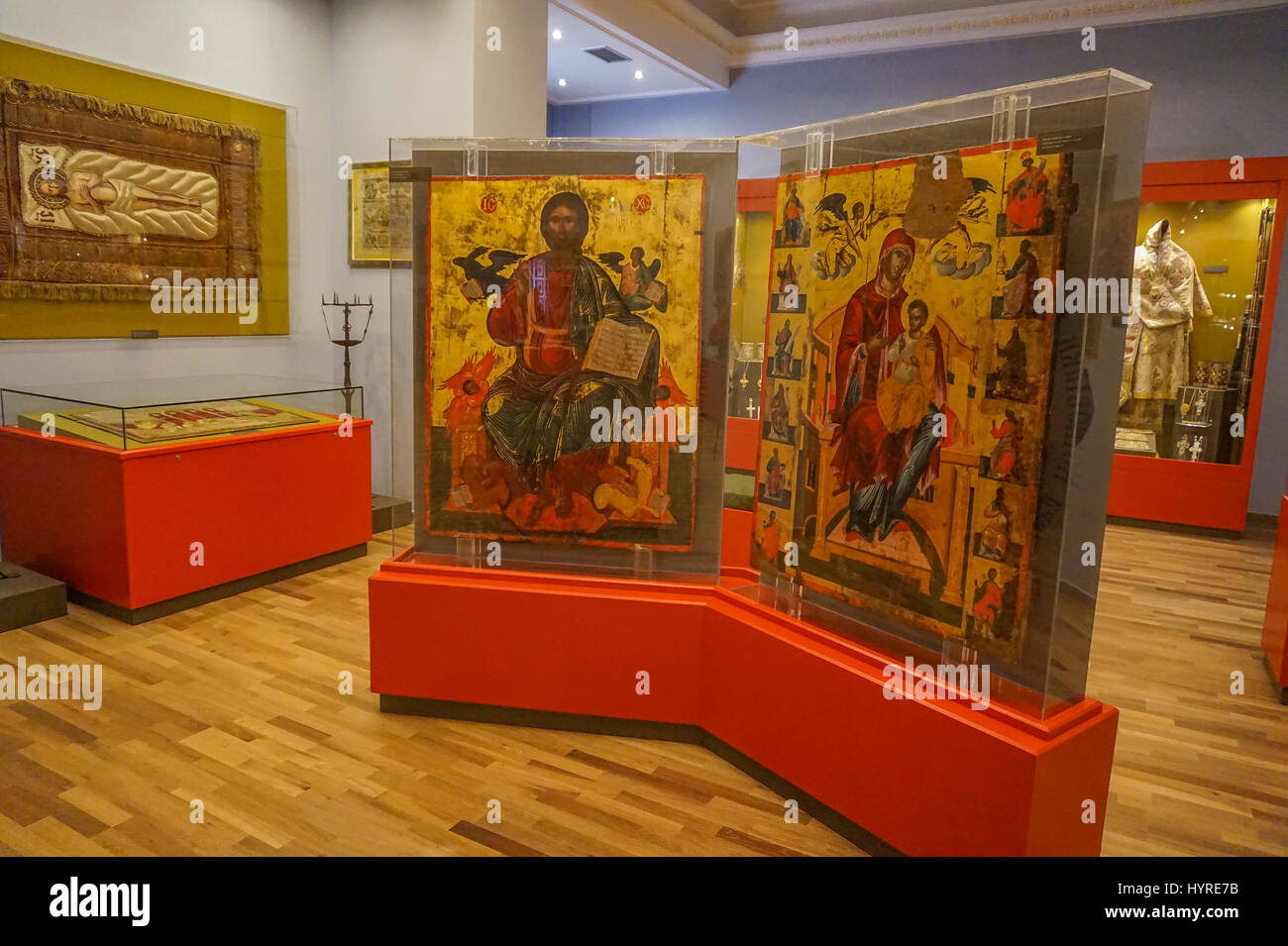 Interior of the Holy Monastery of Mega Spileo located near Kalavryta ...