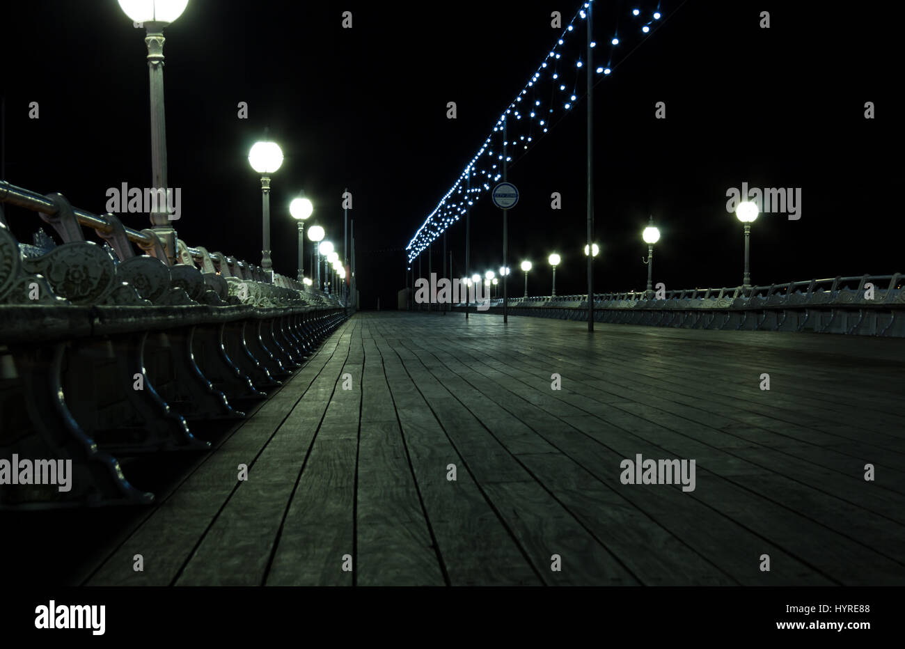 Pier at night Stock Photo - Alamy